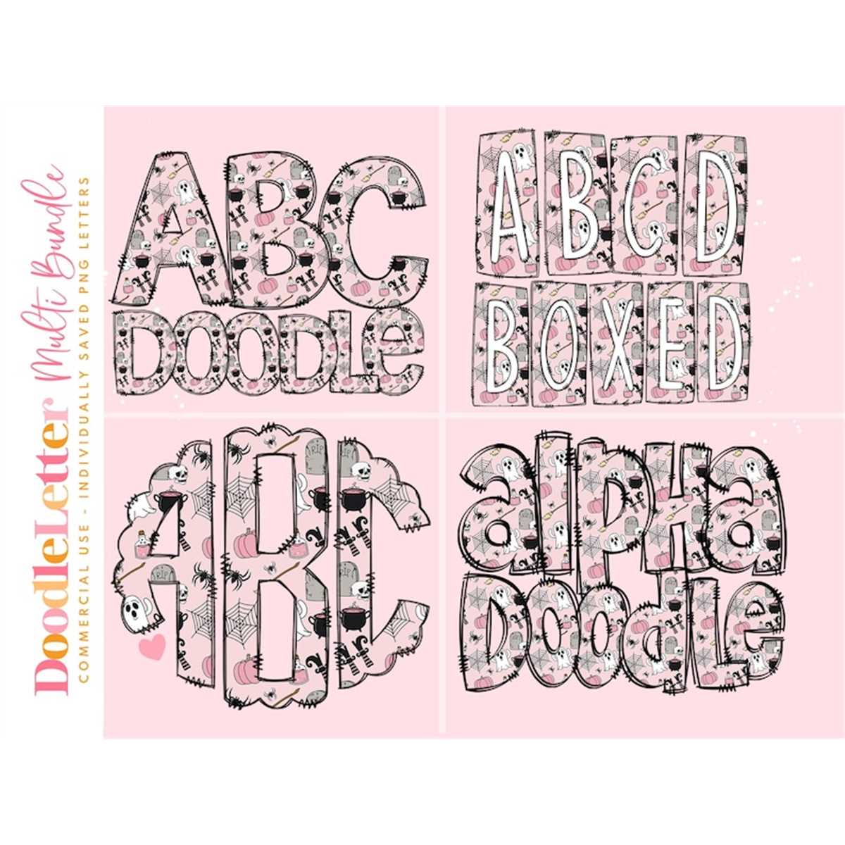 Pink Halloween Mega Doodle Letter Bundle, Alphabet Set, Clip | Inspire ...