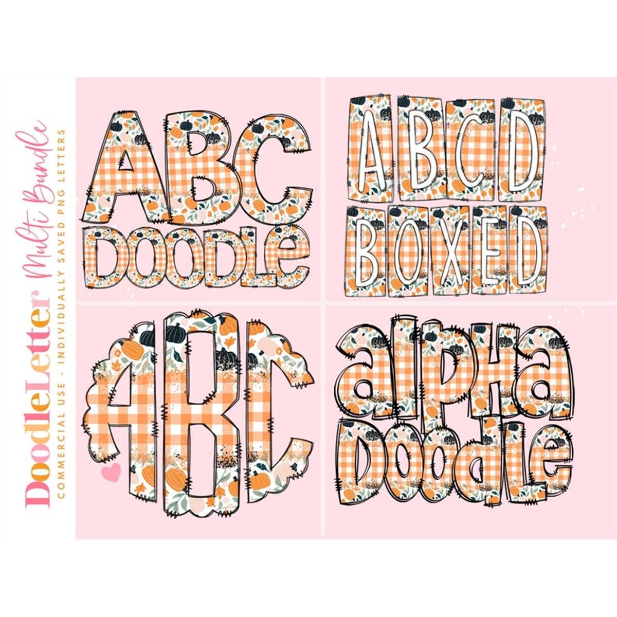 Fall Boho Pumpkins Mega Doodle Letter Bundle, Alphabet Set, | Inspire ...