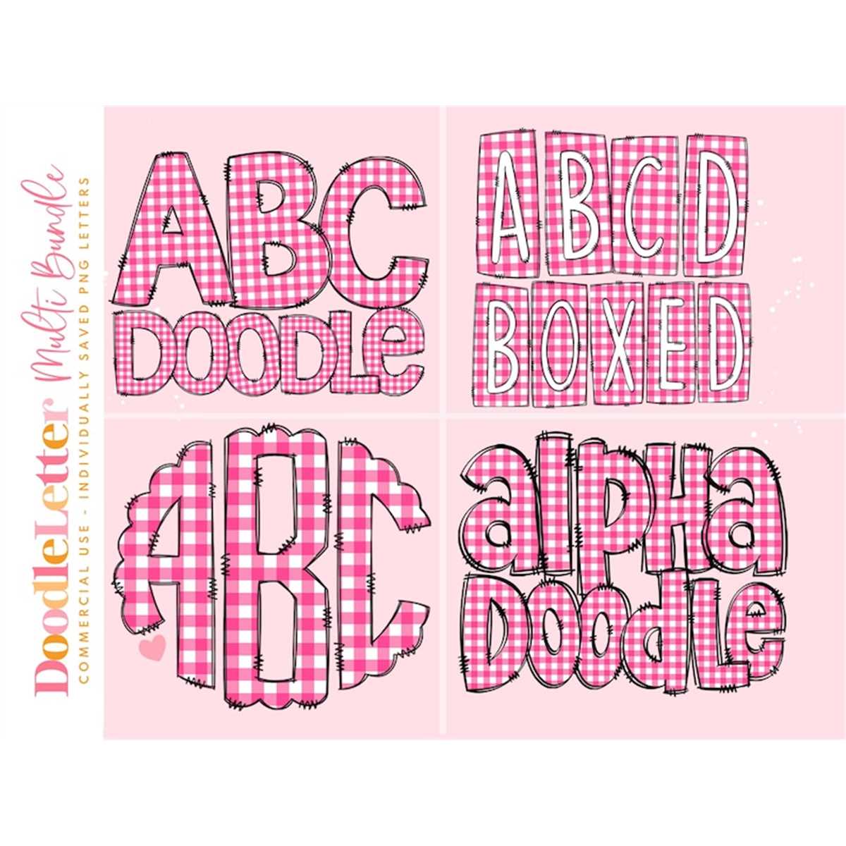 Pink Gingham Mega Doodle Letter Bundle, Alphabet Set, Clip A | Inspire ...