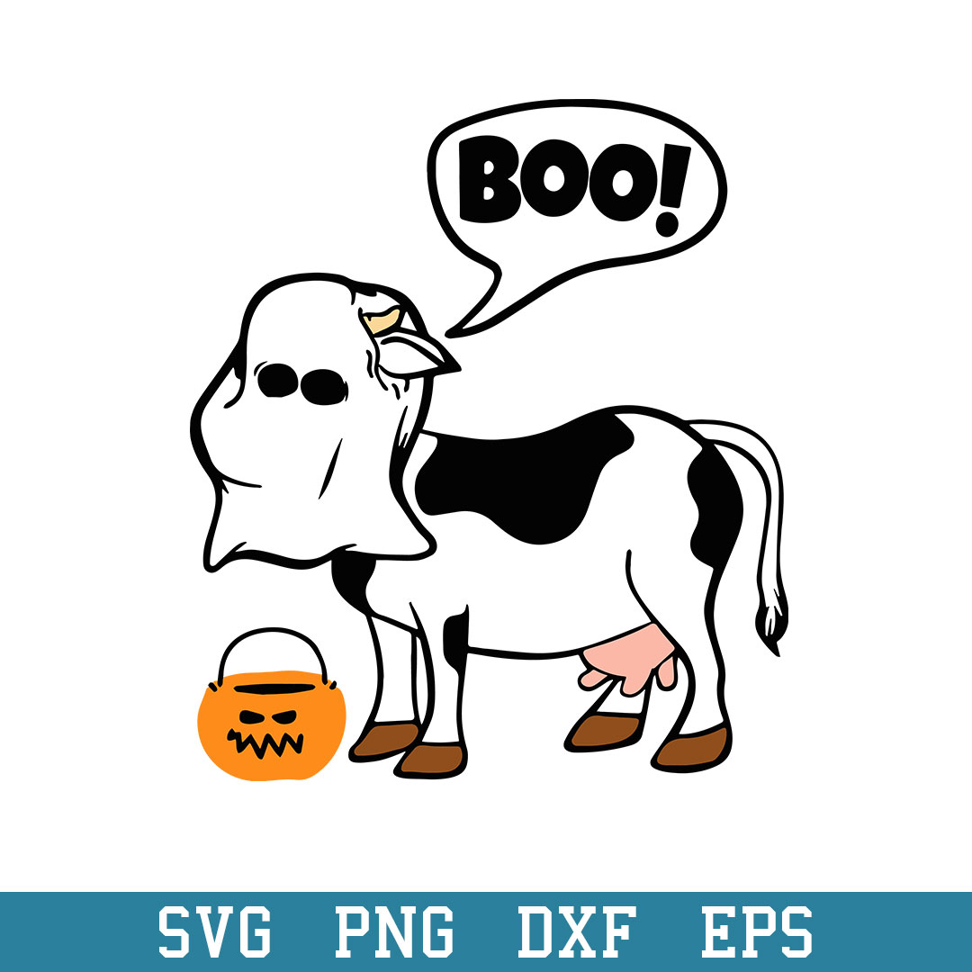 Halloween Cow Ghost Costume Cute Boo Svg, Halloween Svg, Png | Inspire ...