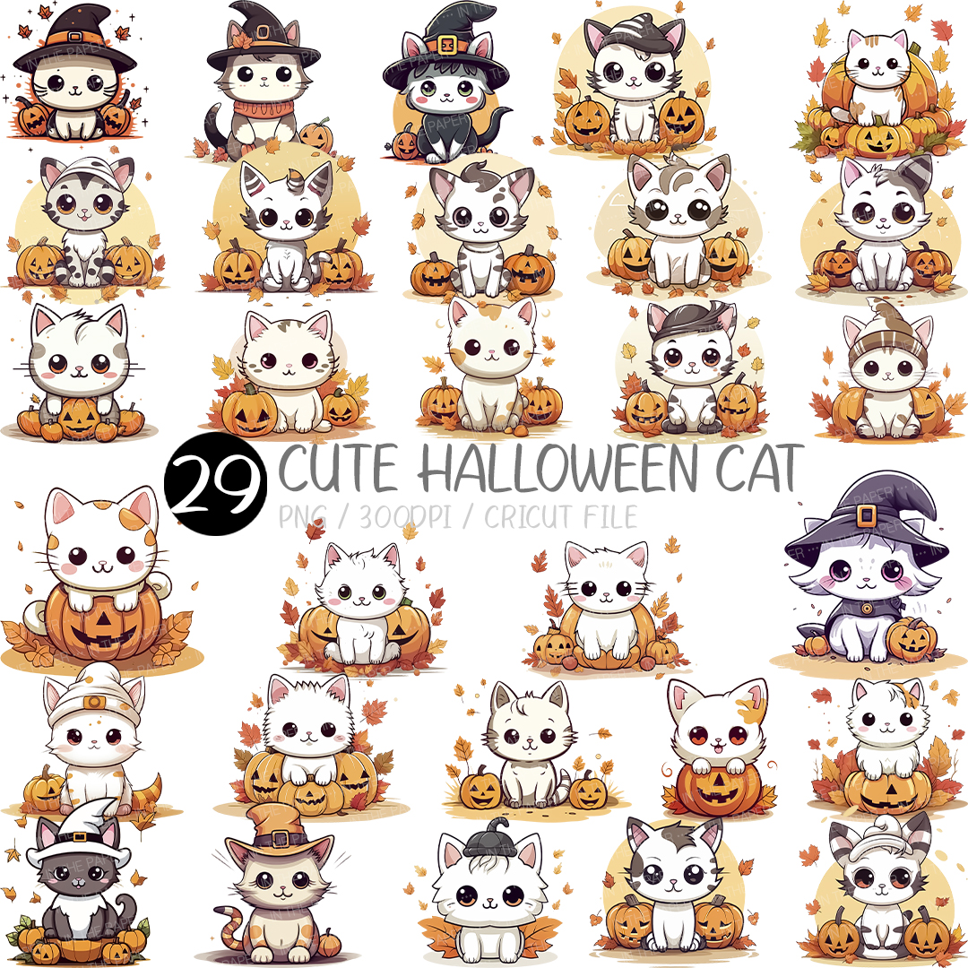 Cute Halloween Cat Clip art | Kitty, Kawaii, Witch Hat, Pump | Inspire Uplift