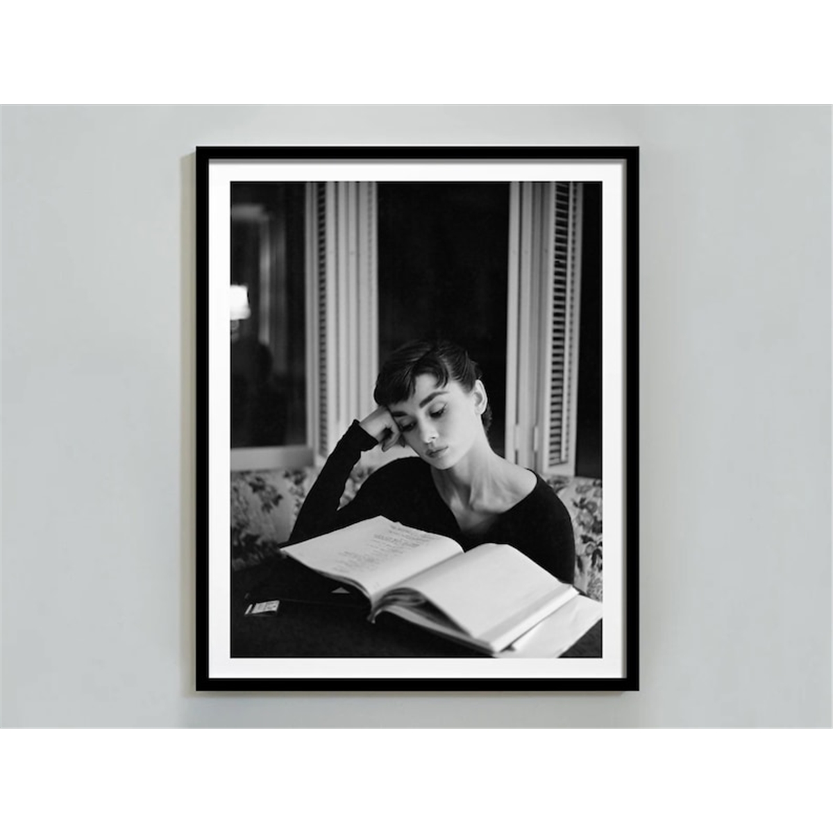 Audrey Hepburn Reading Book Poster, Black and White, Audrey | Inspire ...