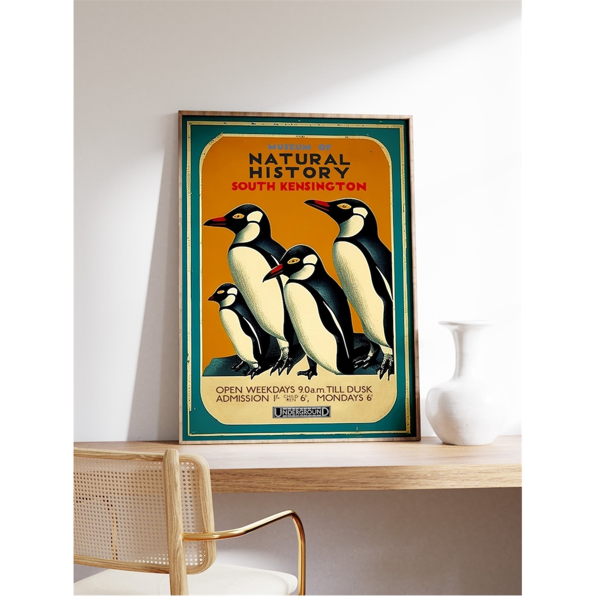 Vintage Museum of Natural History Poster, Penguins, Retro Mu - Inspire ...