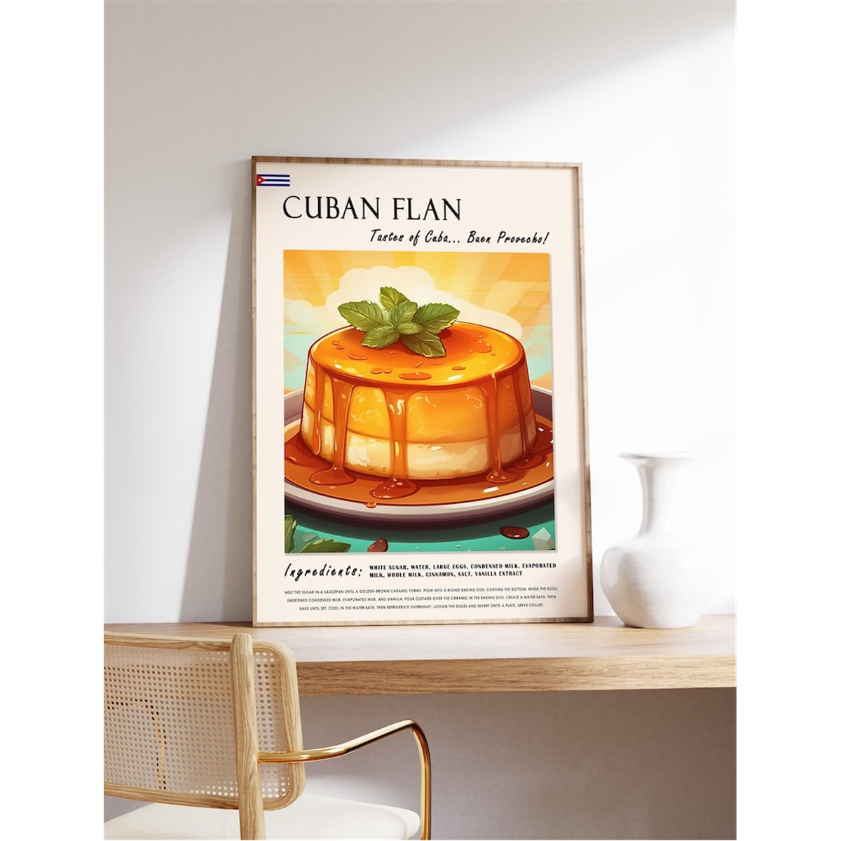 Cuban Flan Poster, Cuban Food Print, Cuban Food Art, Cuban W | Inspire ...