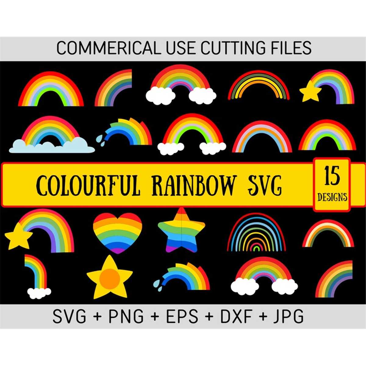 Colourful rainbow svg bundle, 30 designs, Cut files,Kids,Bir | Inspire ...