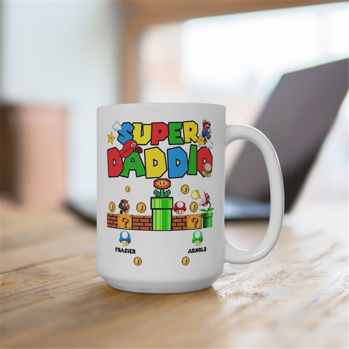 Personalized Super Daddio Mug, Super Mario Mug, Super Daddio | Inspire ...