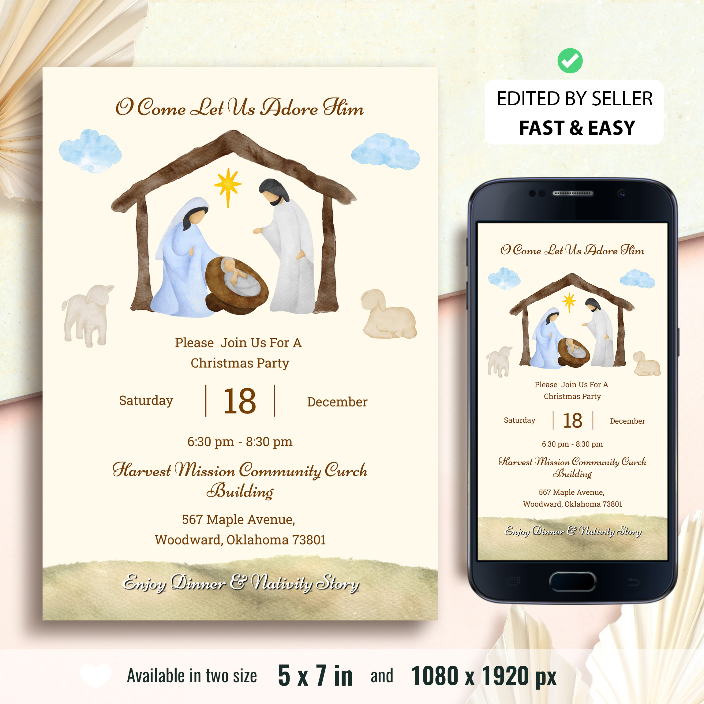 Printable Nativity Party Invitation, Latter day Saints Party | Inspire ...
