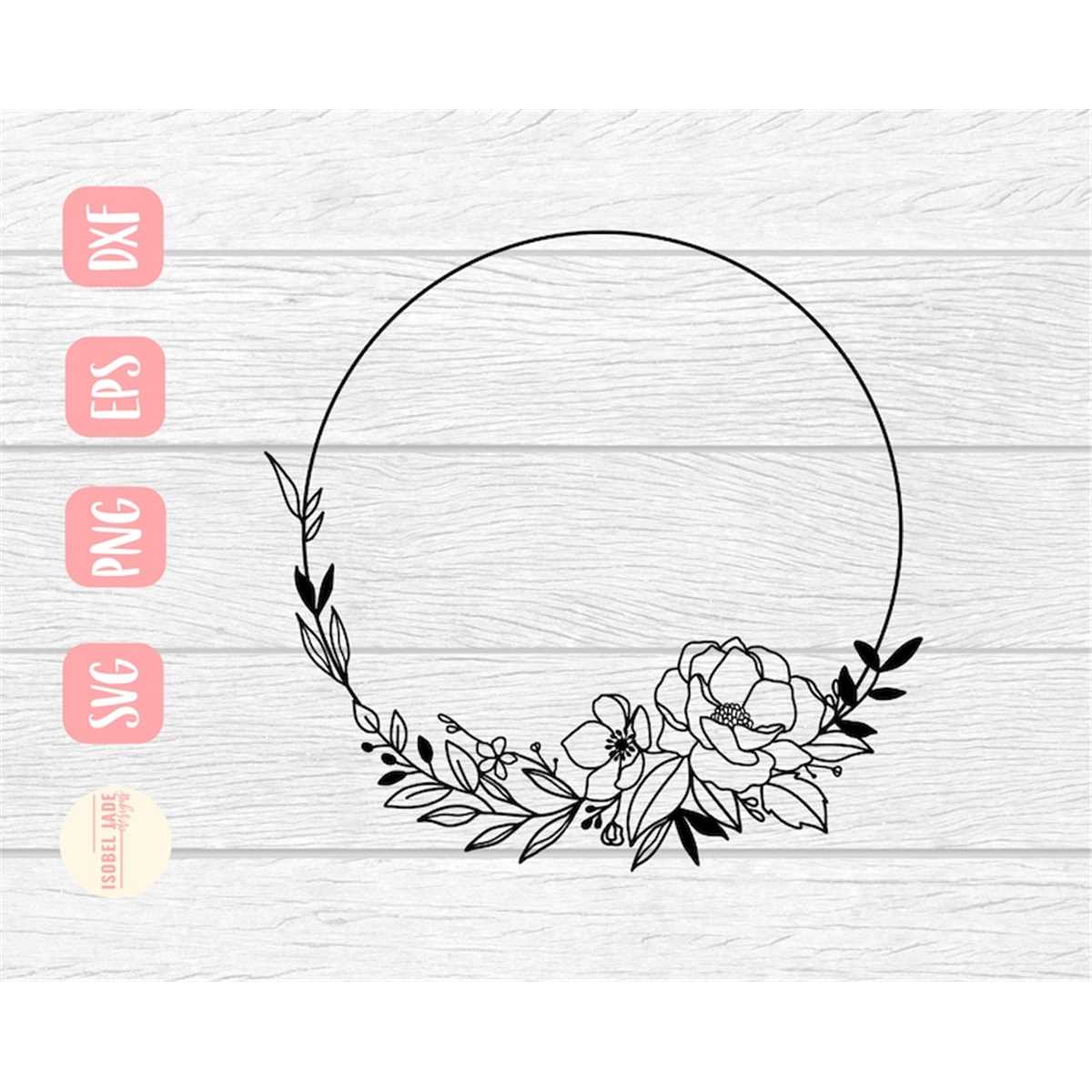 Circle Flower spray svg, Flowers svg, Floral svg, Monogram s | Inspire ...