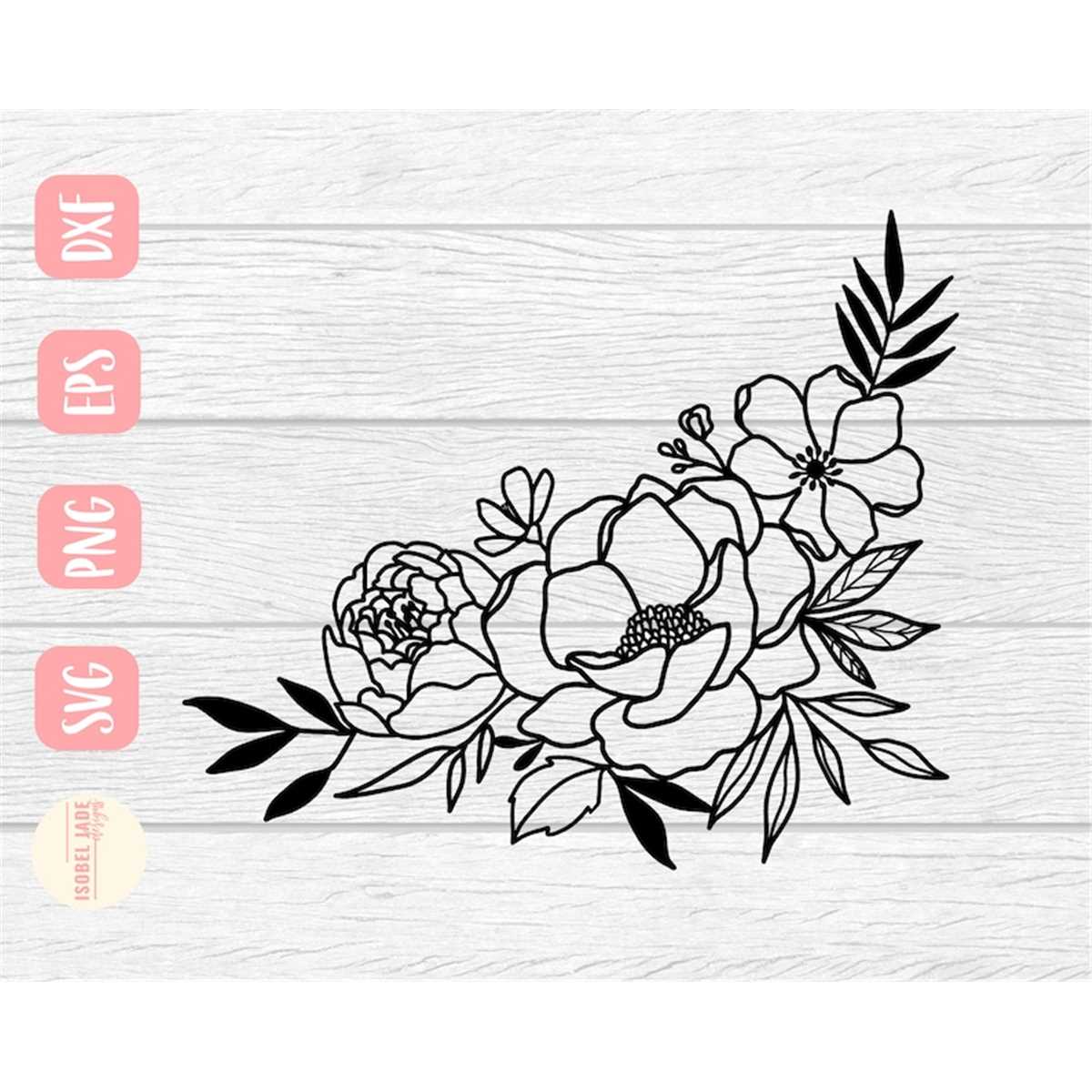 Flower svg, Flower spray svg, Floral svg, Shirt, Line drawin - Inspire ...