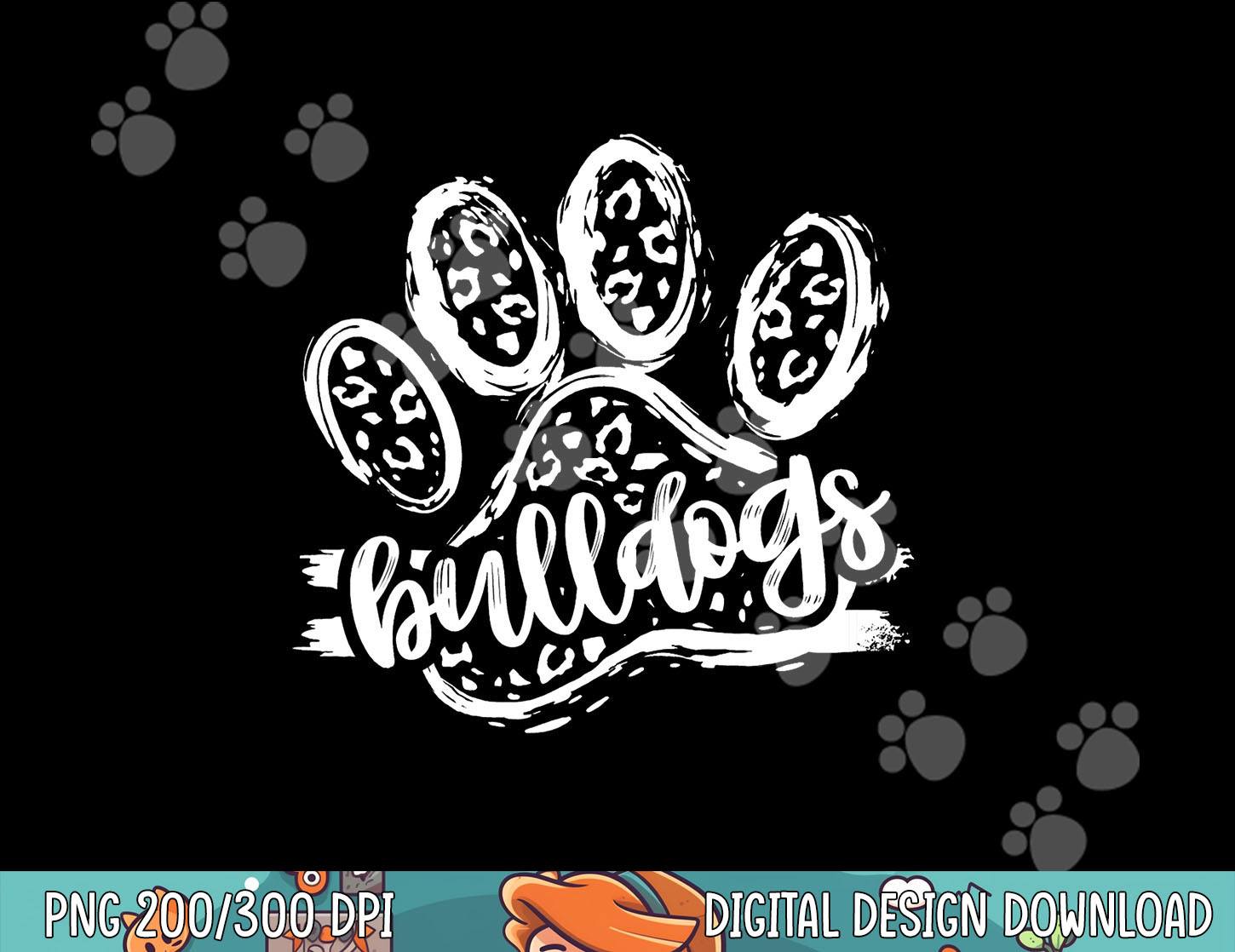 Retro Bulldogs Mascot School Spirit Leopard Print Paw Sports | Inspire ...