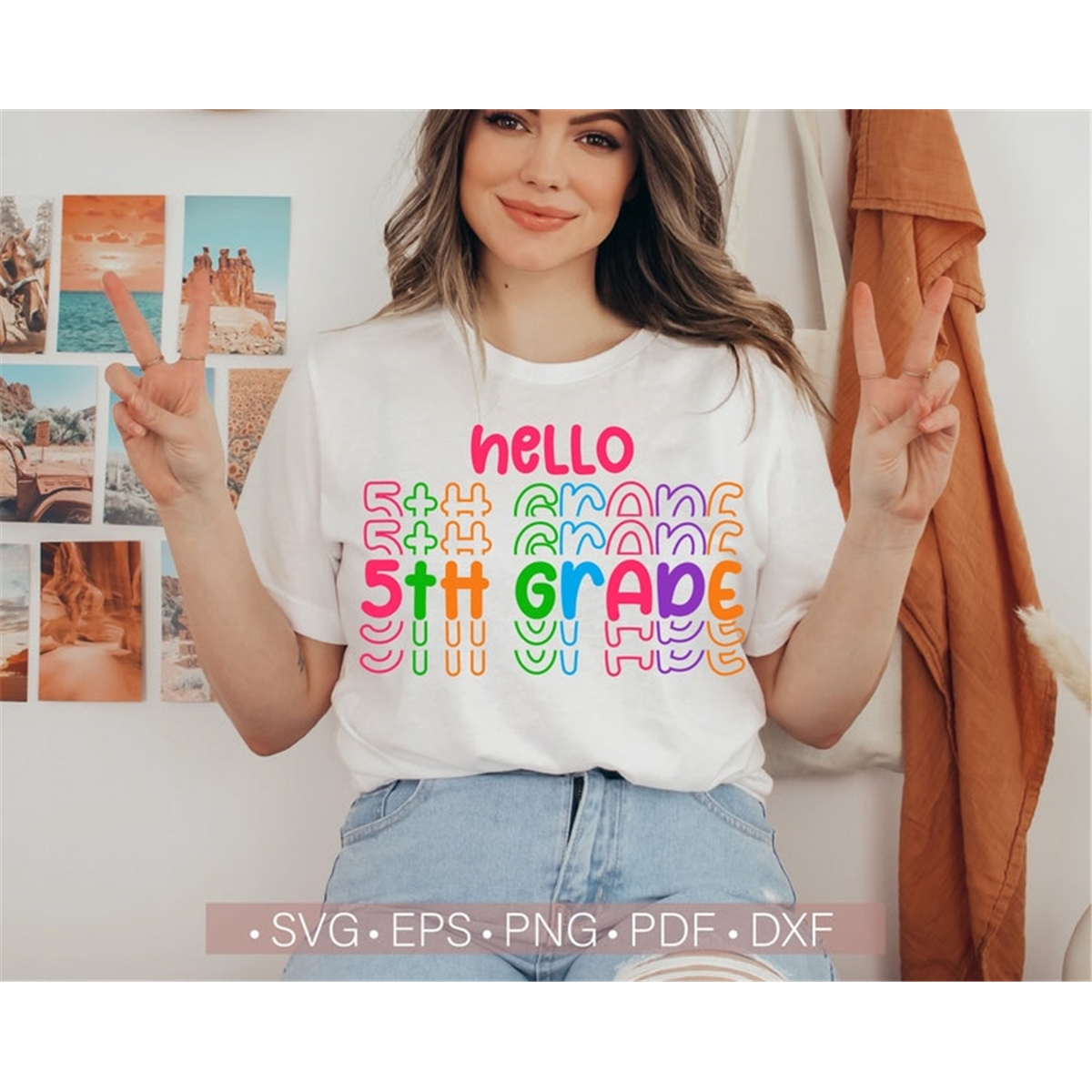 Hello 5th Grade Svg, Fifth Grade Svg Png T Shirt Design Back - Inspire ...