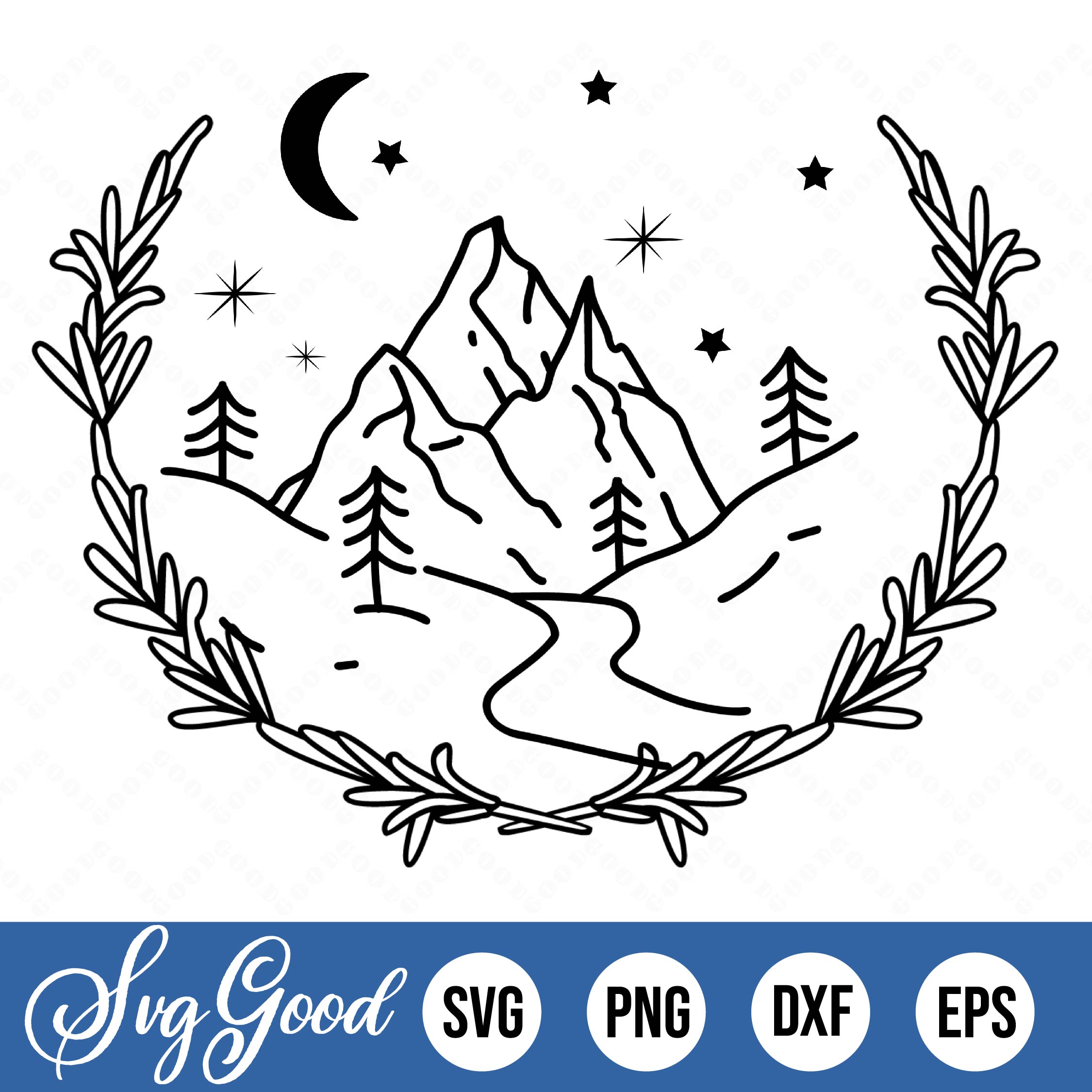 Mountain Svg, Moon Svg, Flowers Svg Png, Printable Png, Inst - Inspire ...