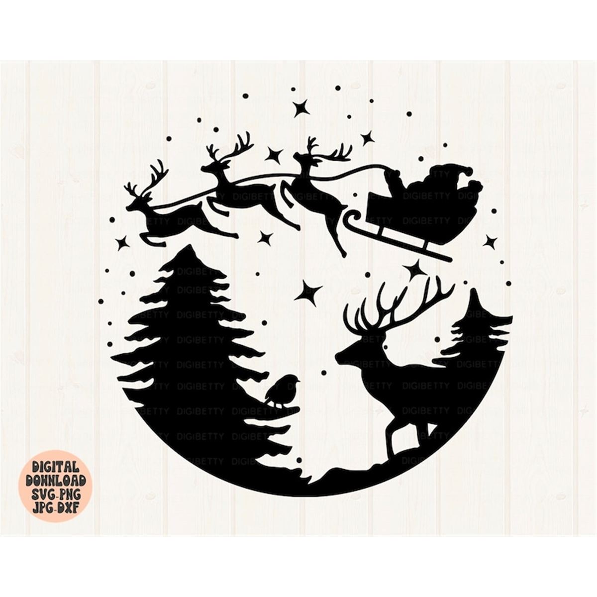 Christmas Scene Svg, Png Jpg Dxf, Santa's Sleigh Svg, Snowy | Inspire ...