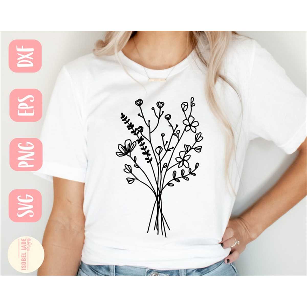 Wildflowers svg, Flower svg, Floral svg, Shirt, Line drawing - Inspire ...