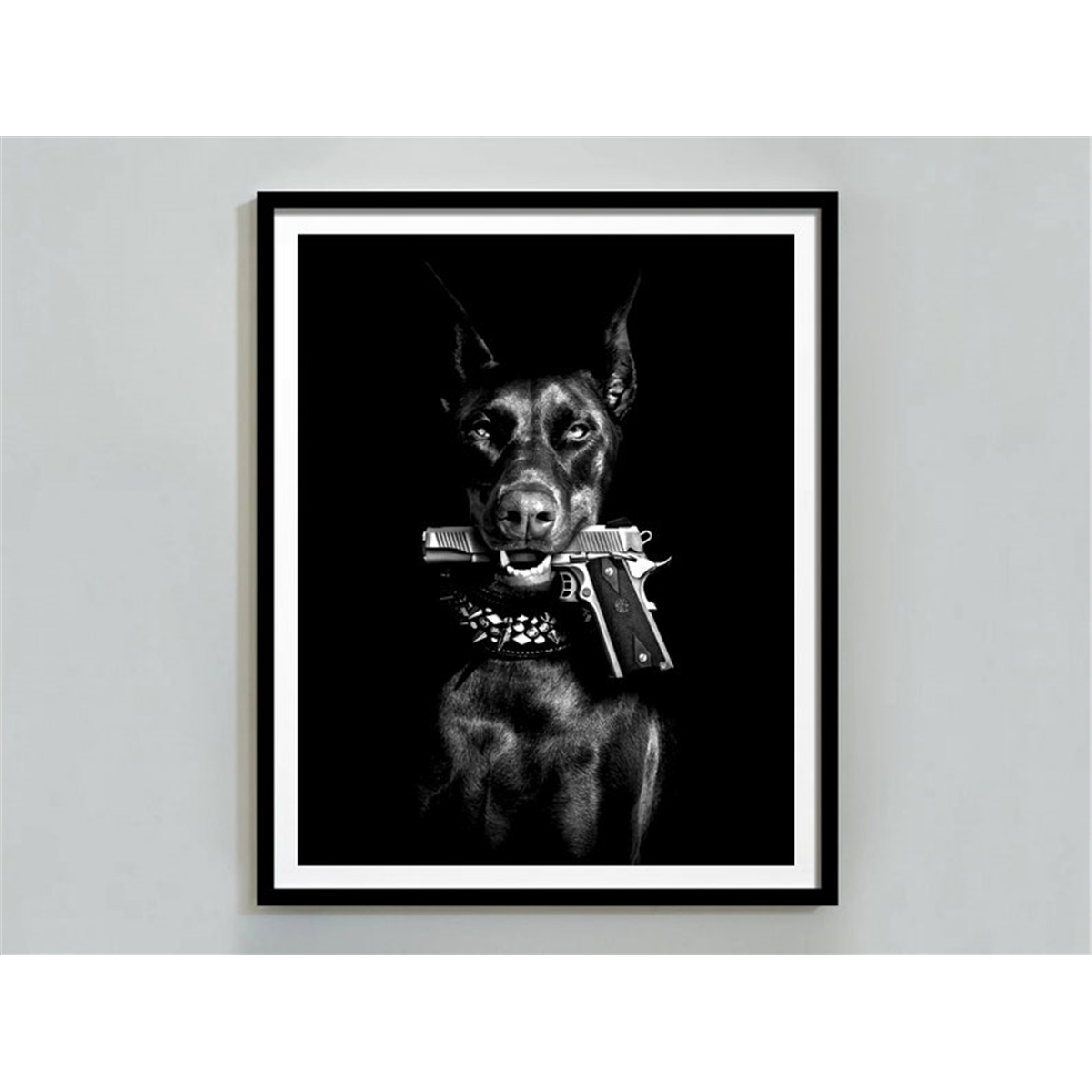 Doberman Gun Poster, Black and White, Fashion Print, Doberma - Inspire ...