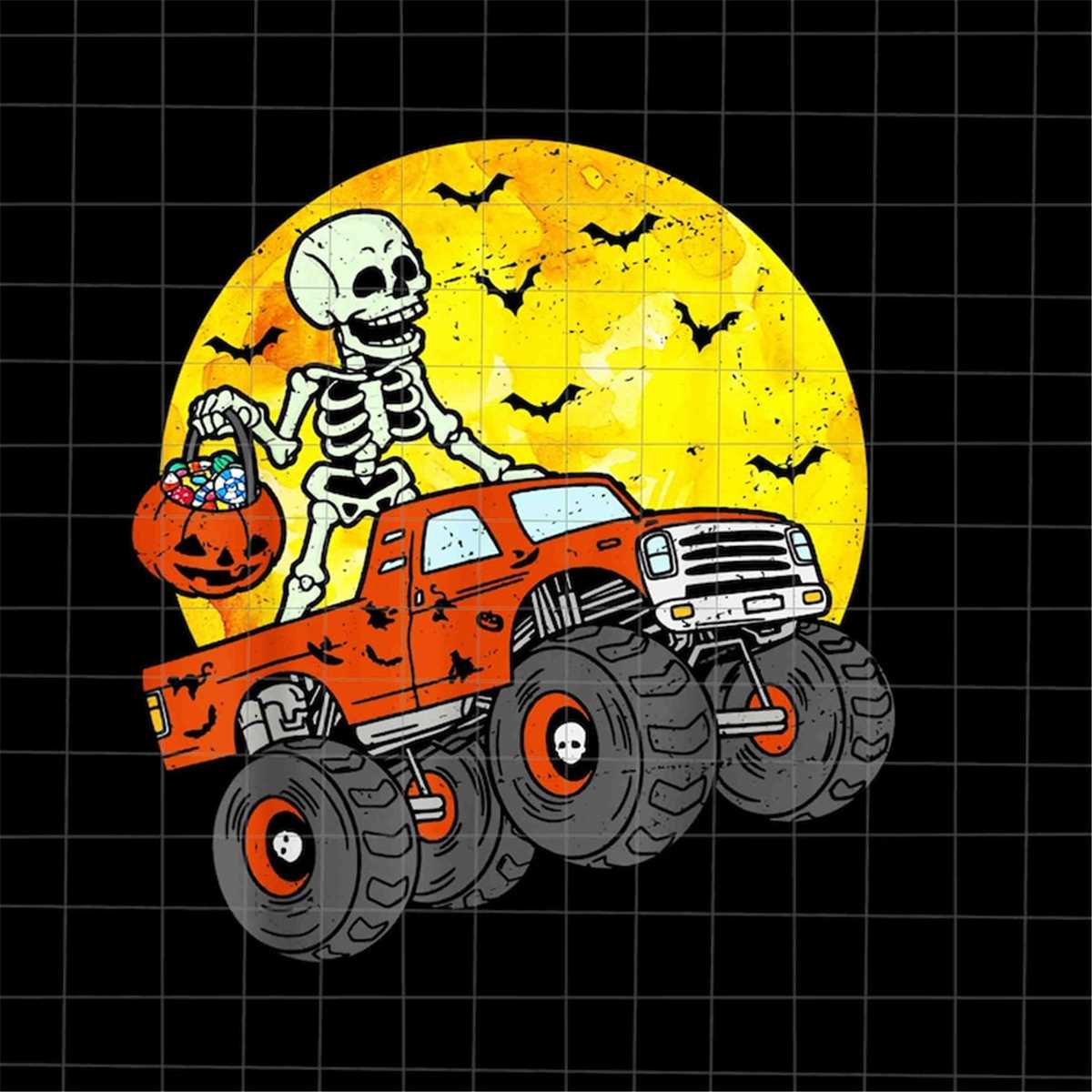 Halloween Skeleton Monster Truck Png, Skeleton Truck Hallowe | Inspire ...