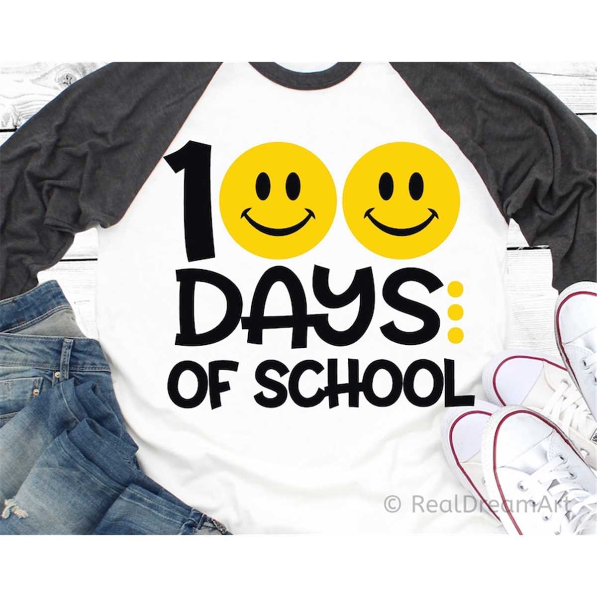 100 Days of School Retro Svg, 100 Days with Smile Svg, 100th | Inspire ...