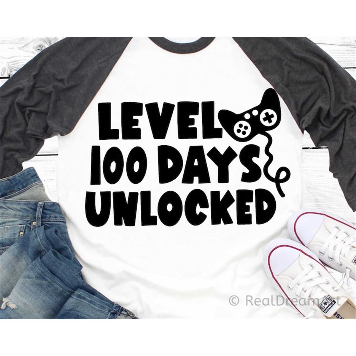 Level 100 Days Unlocked Svg, 100 Days Smarter Svg, Funny Sch | Inspire ...