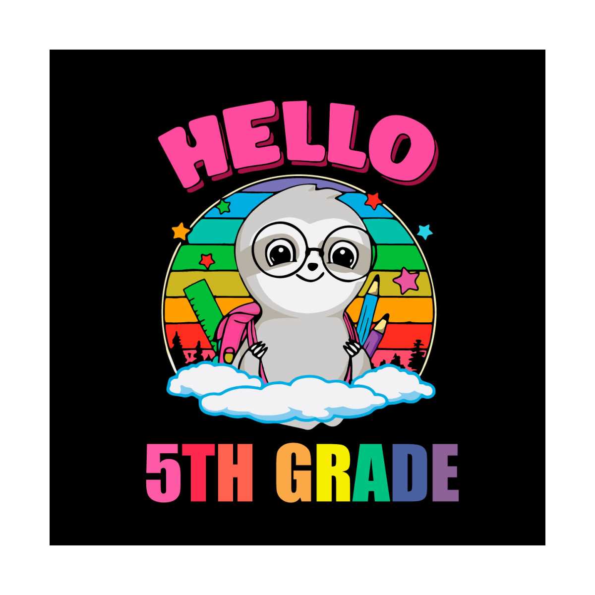 Back To School Svg Hello 5th Grade Sloth Vector, Kindergarte - Inspire ...