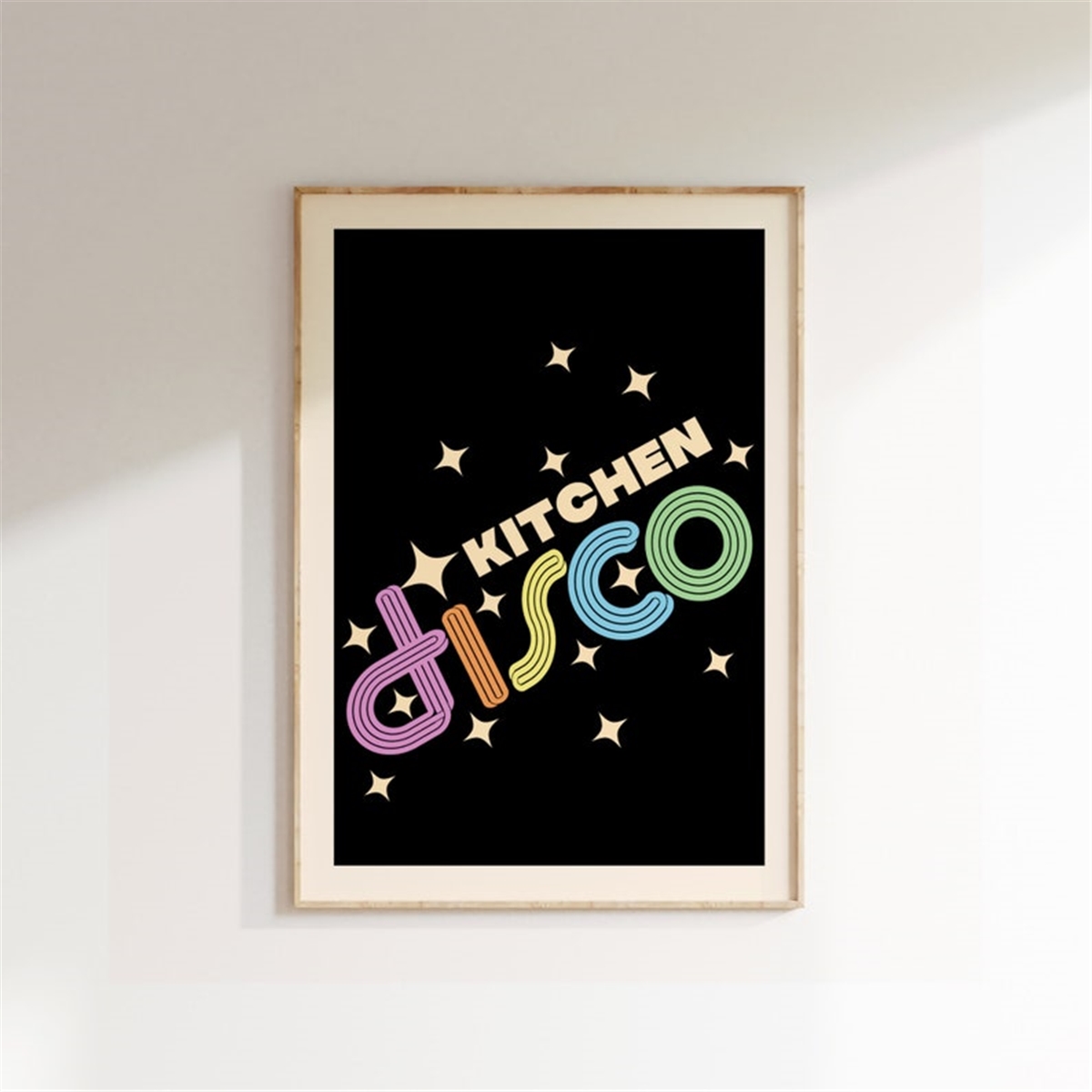 Kitchen Disco Retro Colourful Print, Quote, Wall Art, Music | Inspire ...