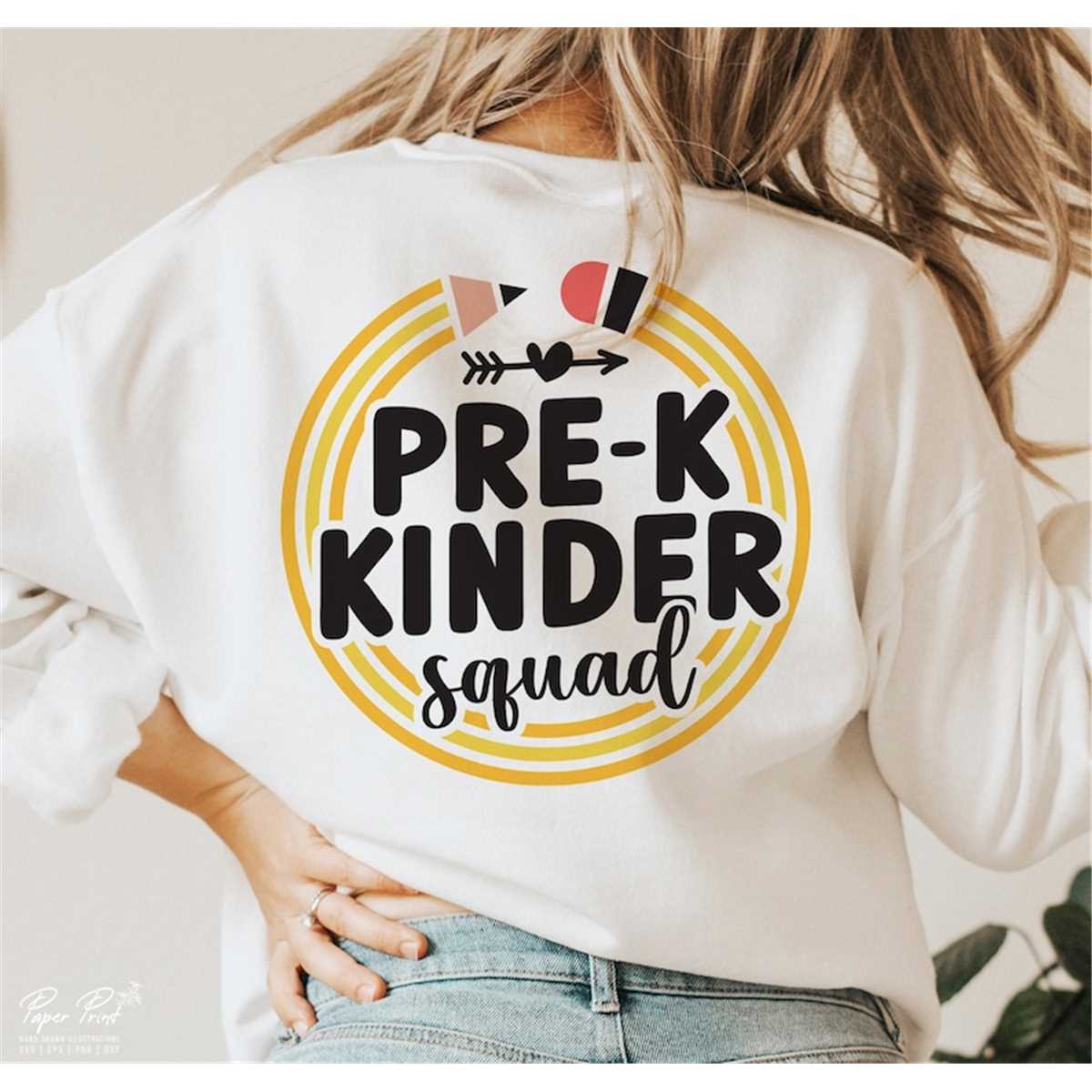 Pre-K Kinder Squad SVG PNG, Preschool Crew SVG, Kindergarten | Inspire ...