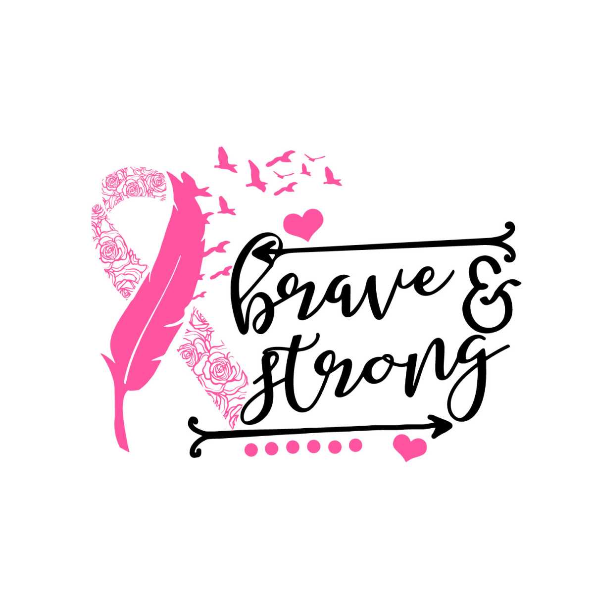Brave Strong Ribbon Svg Breast Cancer Awareness Vector Svg, | Inspire ...