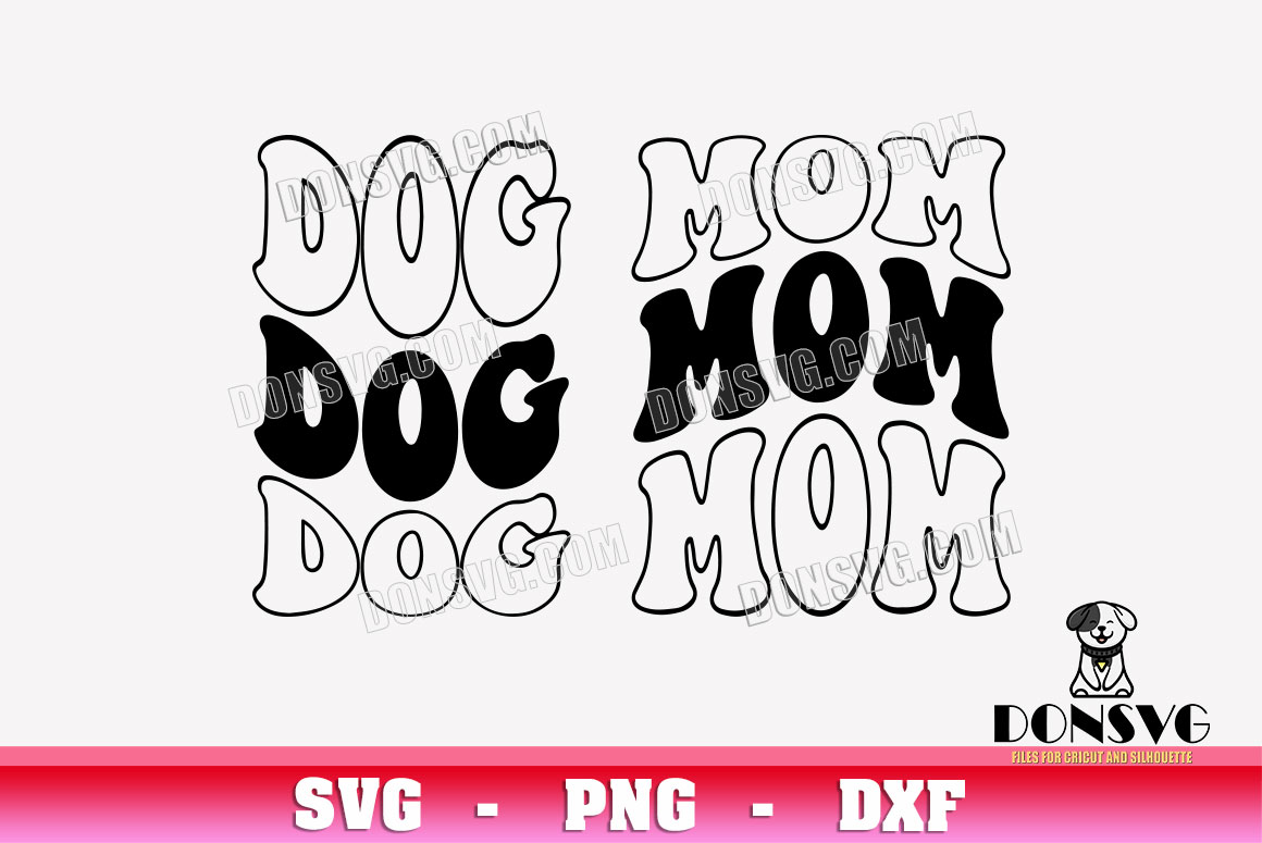 Dog Mom Wavy Text SVG Retro Dog Mama png clipart for T-Shirt - Inspire ...