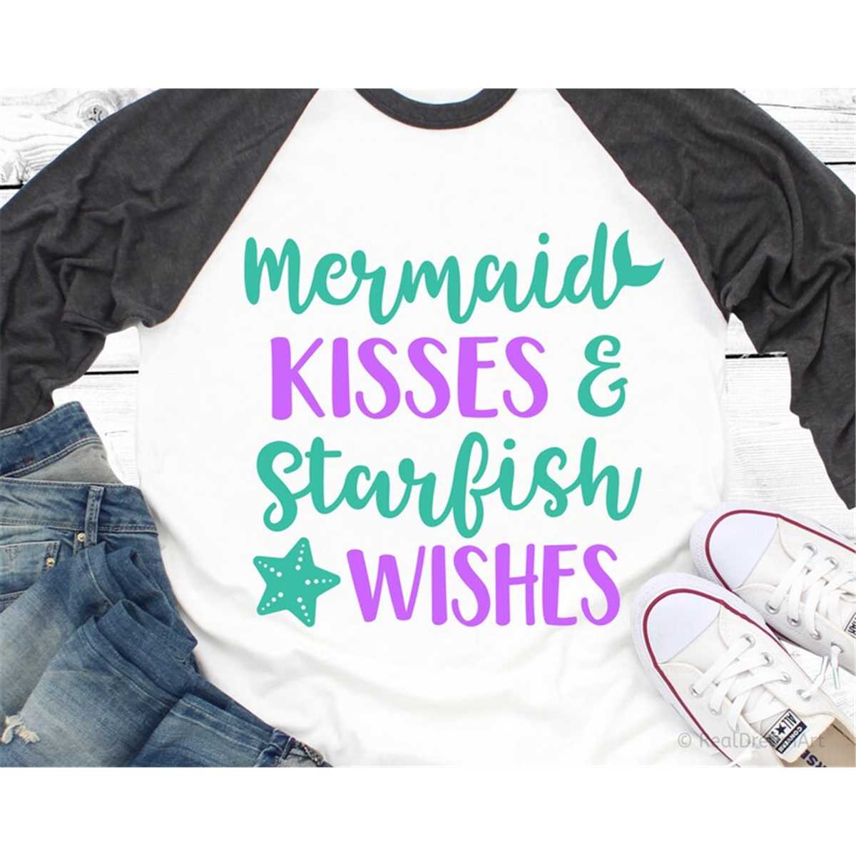 Mermaid Svg Mermaid Kisses and Starfish Wishes Svg File for | Inspire ...