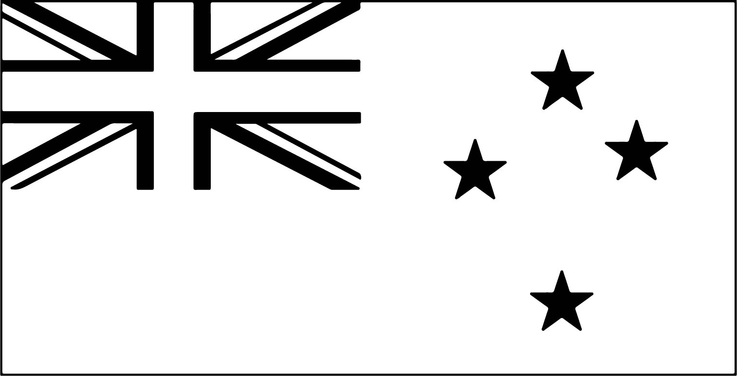 New Zealand Flag vector file Black white vector outline or l - Inspire ...