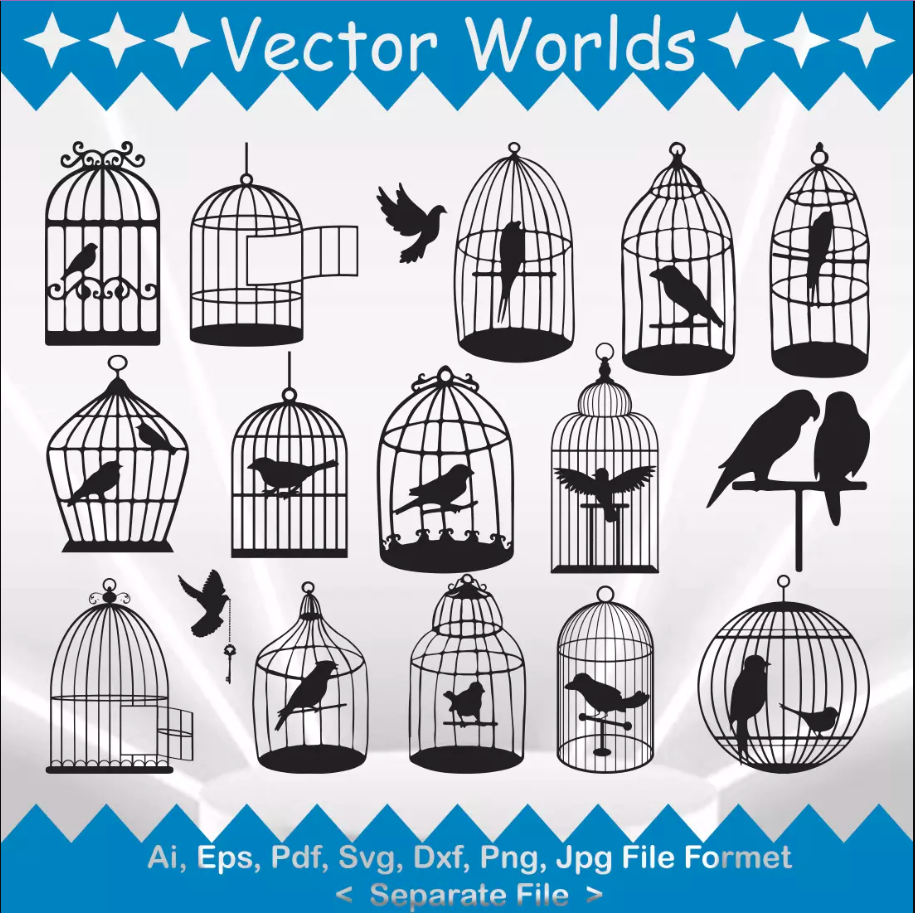 Birds In Cages svg, Birds In Cage svg, Birds, Cages, SVG, ai | Inspire ...