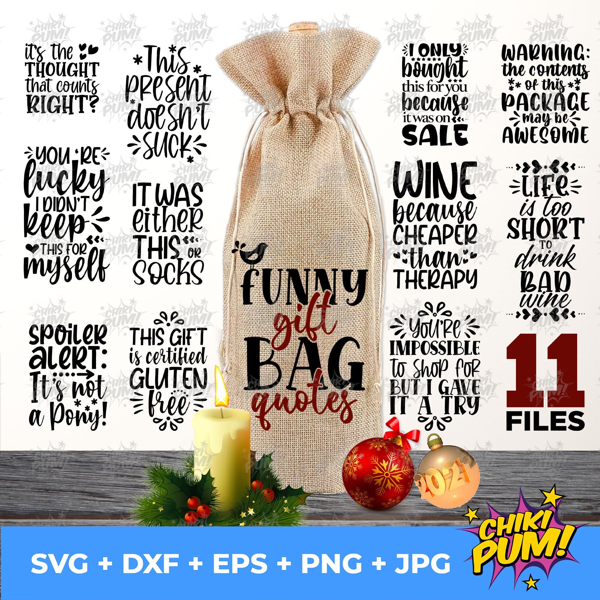 Funny Gift Bags Quotes Svg Bundle, Christmas bags sayings Sv | Inspire ...