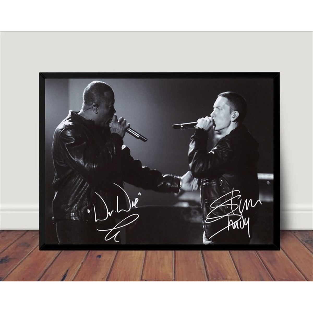 Eminem and DR Dre on Stage Autograph Poster Canvas Wall Art | Inspire ...