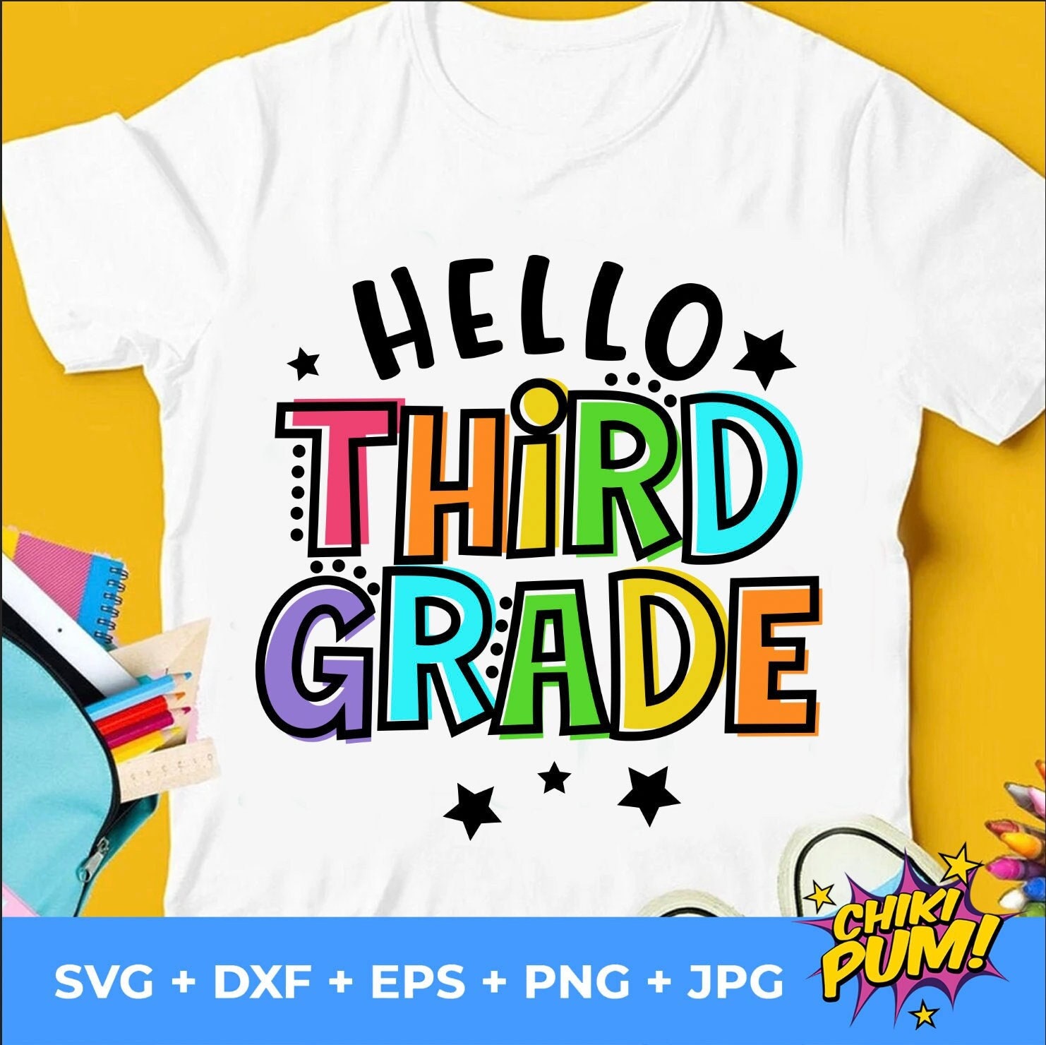 Hello Third Grade Svg, 1st Day of School Cut Files, Third Gr | Inspire ...