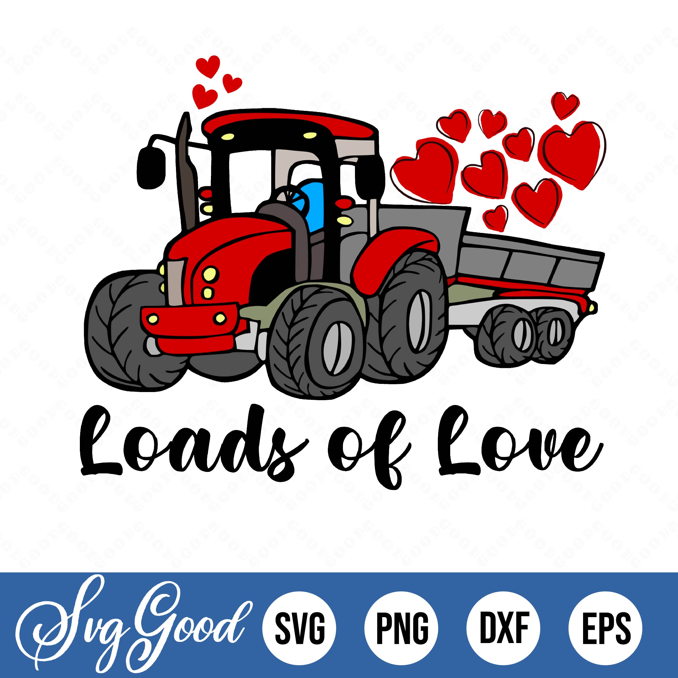 Loads Of Love Blue Tractor With Hearts Valentine Sublimation - Inspire ...