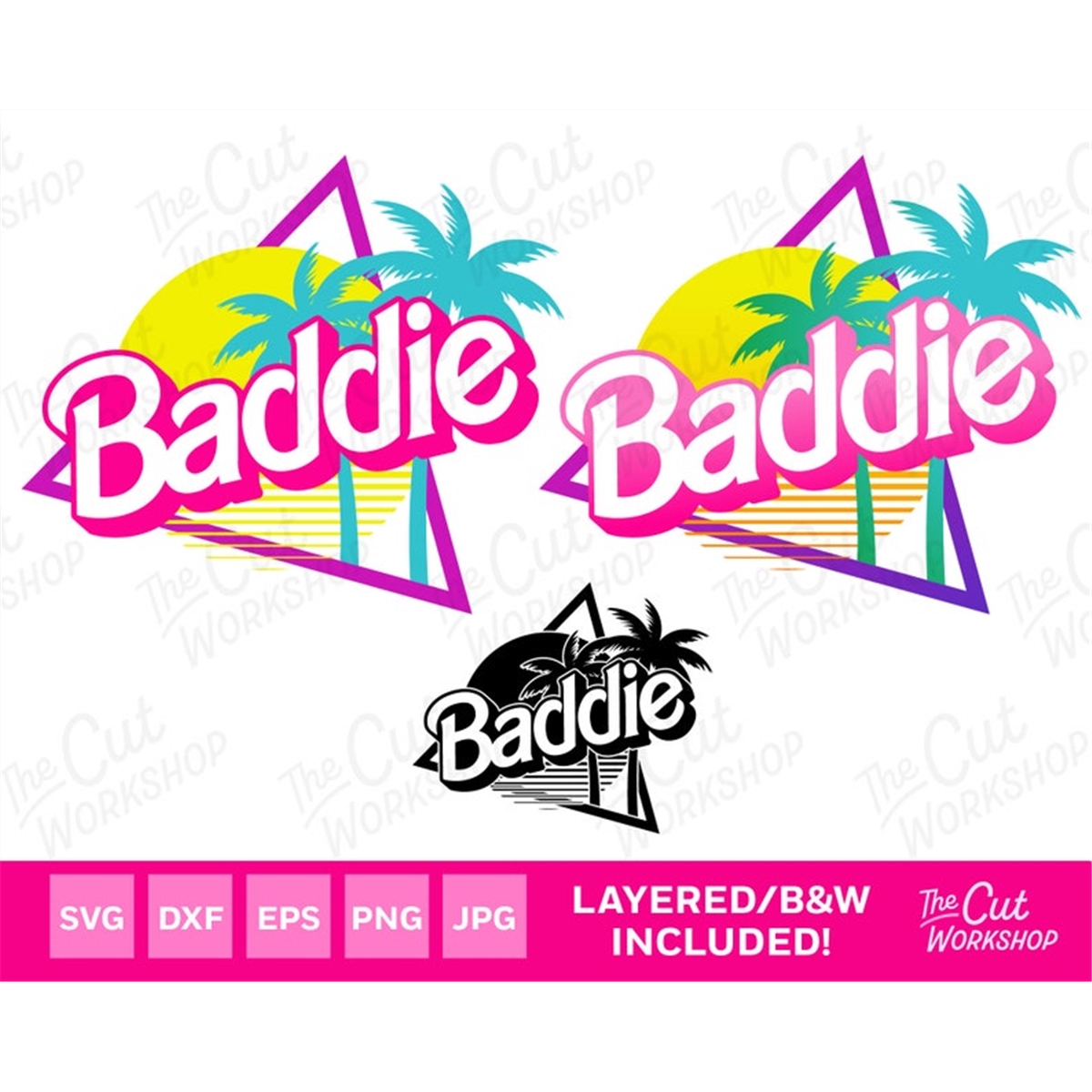 Barbi Baddie Retro Palms Sun Logo | SVG PNG JPG Clipart Digi | Inspire ...