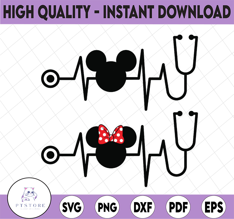 Mickey and Minnie Mouse Heartbeat sign, nurses stethoscope/ | Inspire ...