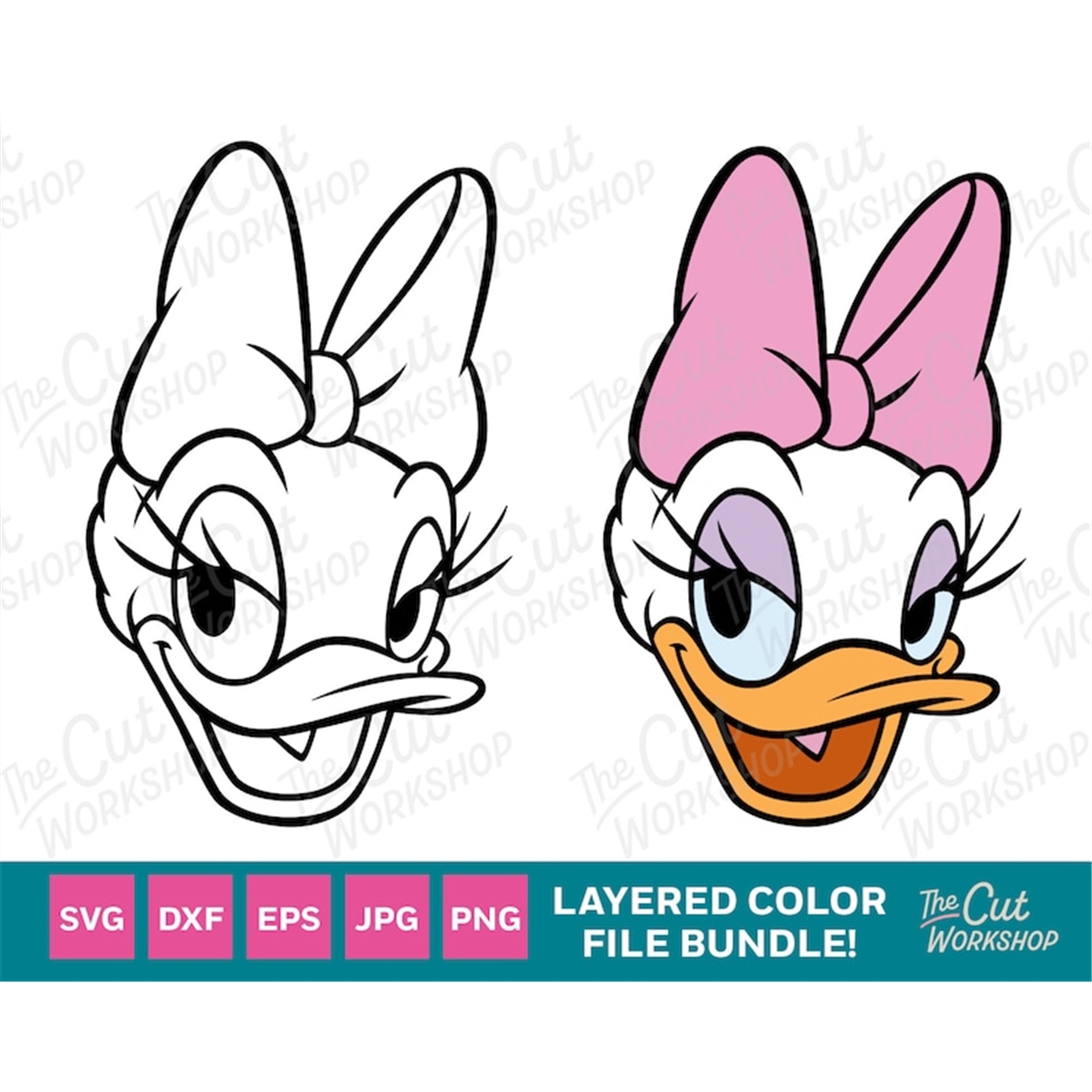 Daisy Duck Head Face Smiling 1 Color and LAYERED BUNDLE | SV | Inspire ...