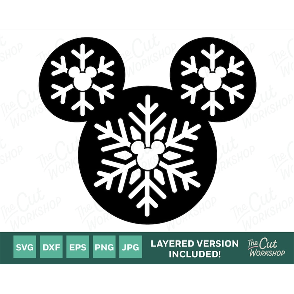 Snowflake Mickey Mouse Ears Christmas | SVG Clipart Images D - Inspire ...