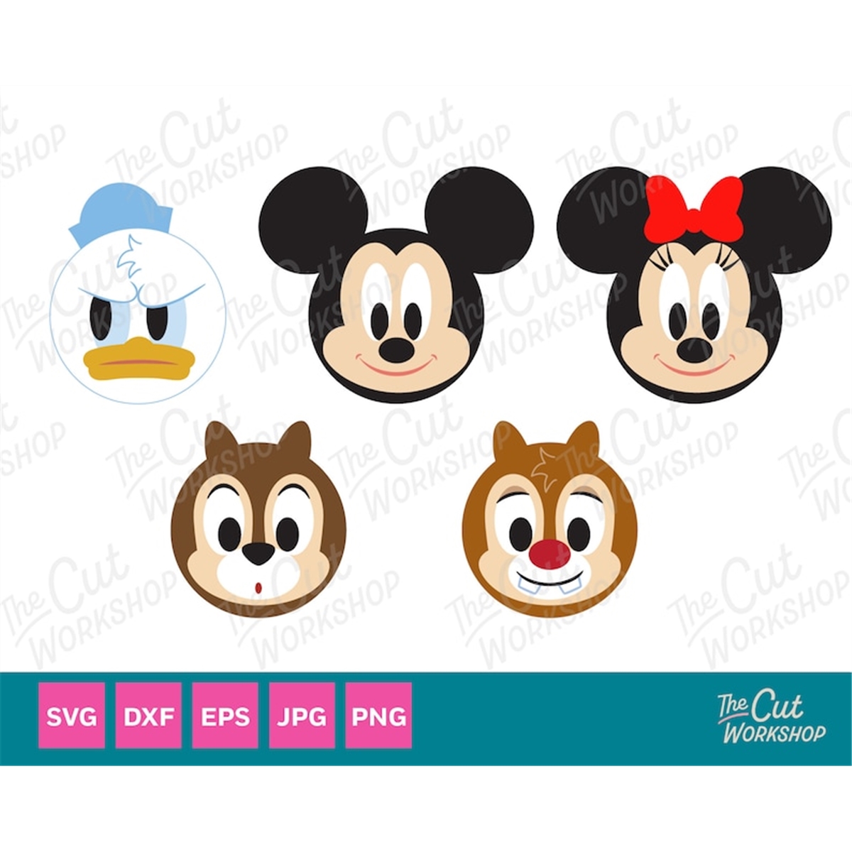 Mickey Minnie Donald Chip Dale Round Characters Disneyland D - Inspire ...