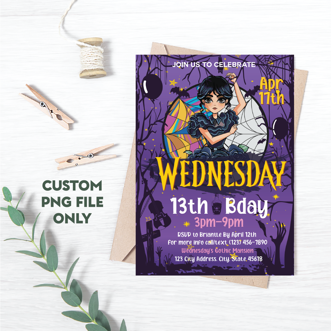 Personalized File Wednesday Birthday Invitation Party Printa | Inspire ...
