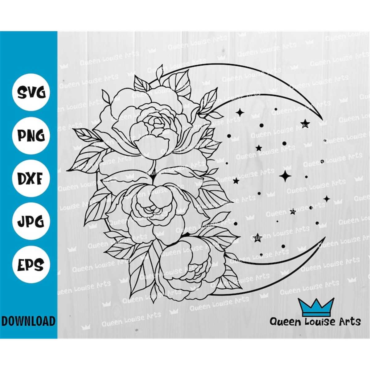 Moon Flowers svg,Magic Flower Moon svg, Dreams Moon with Flo | Inspire ...