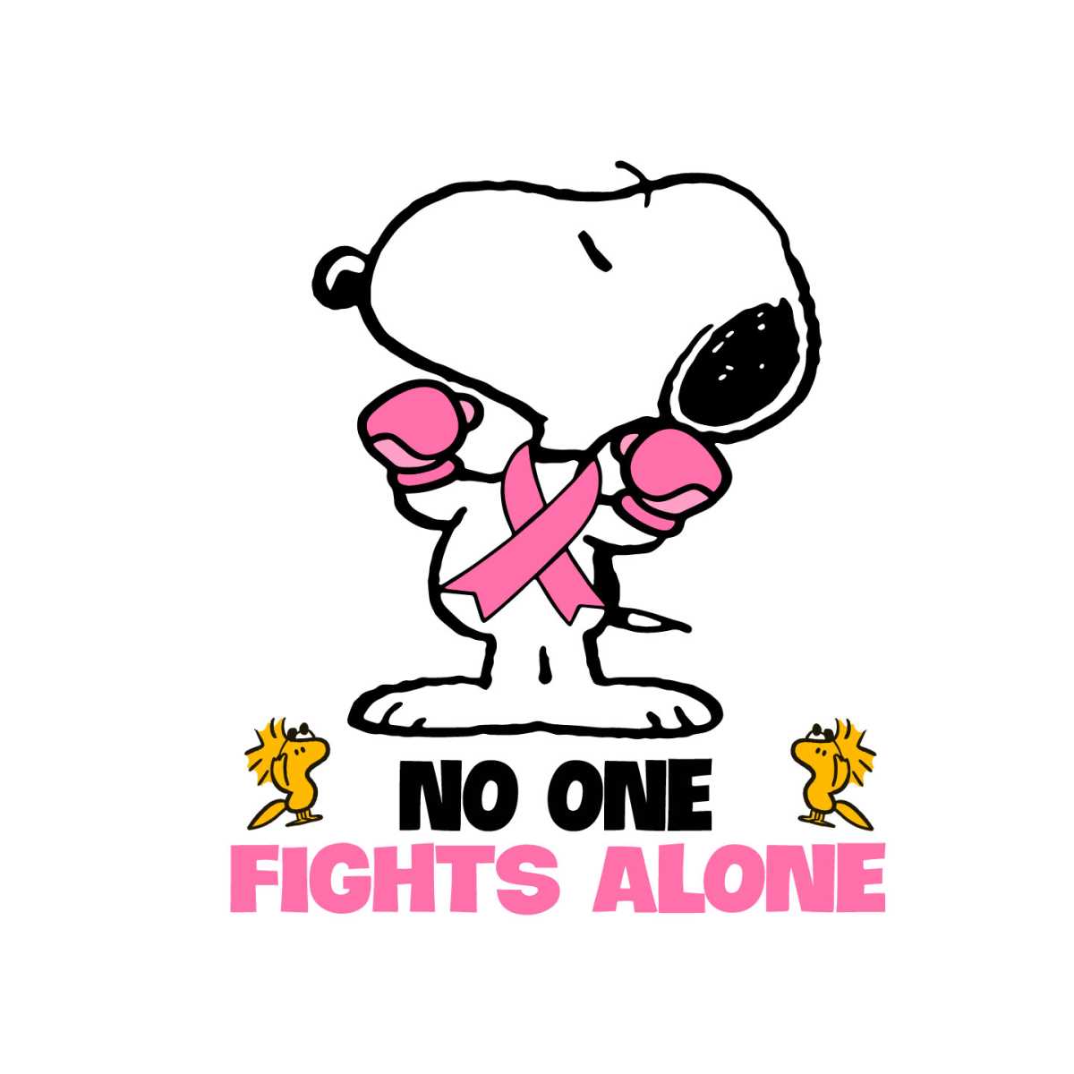 No One Fights Alone Snoopy Breast Cancer Awareness Vector Sv | Inspire ...