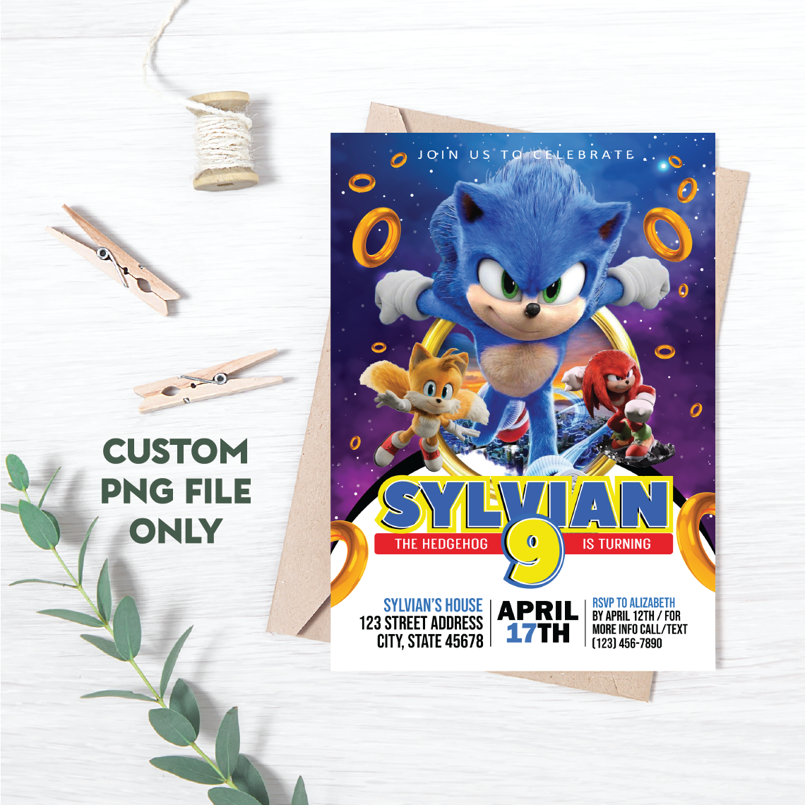 Personalized File Sonic Birthday Invitation | Sonic Invitati | Inspire ...