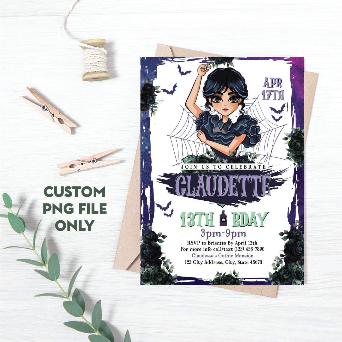 Personalized File Wednesday Invite, Wednesday Invitation Bir | Inspire ...