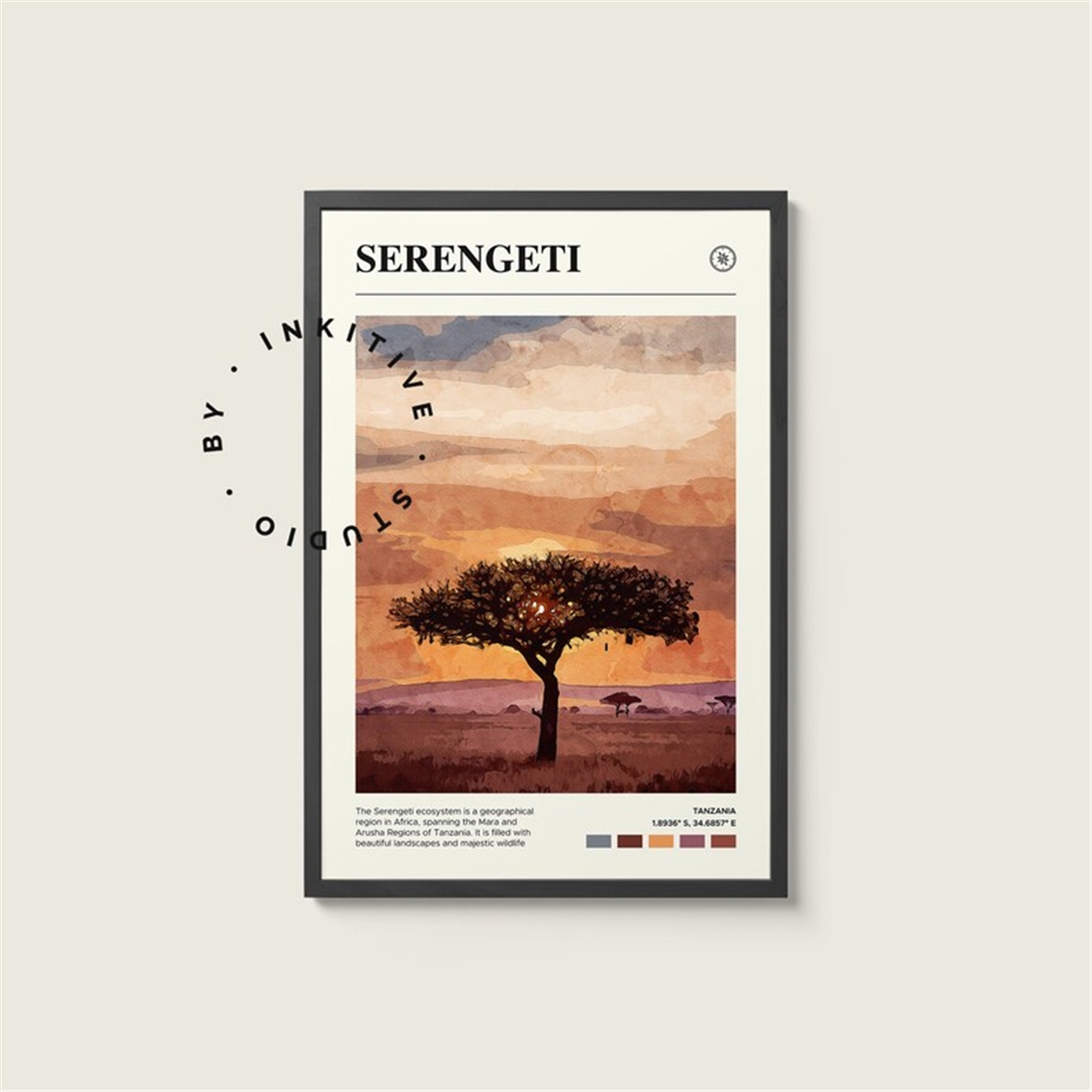 Serengeti Poster - Tanzania - Digital Watercolor Photo, Pain - Inspire ...