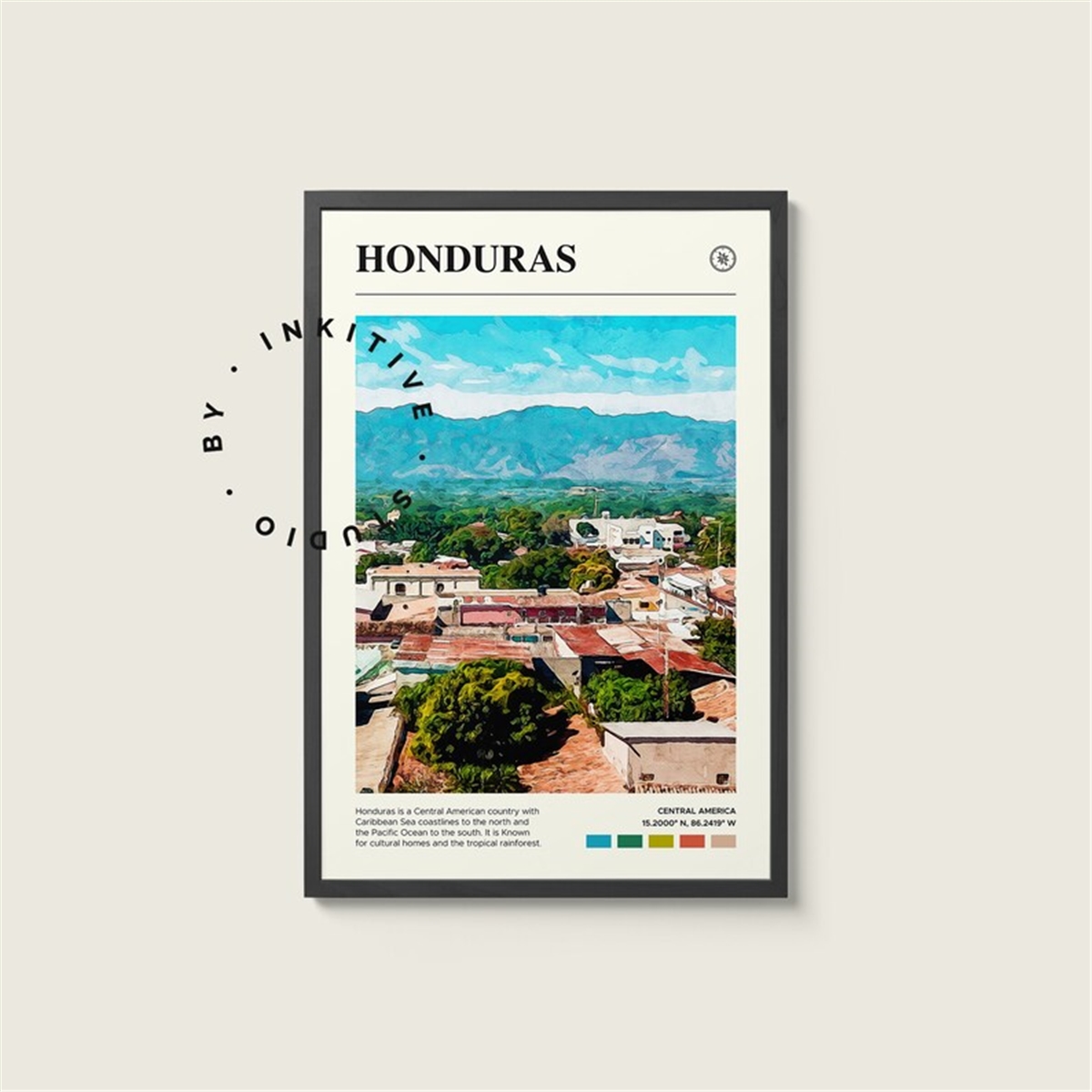 Honduras Poster - Central America - Digital Watercolor Photo - Inspire ...