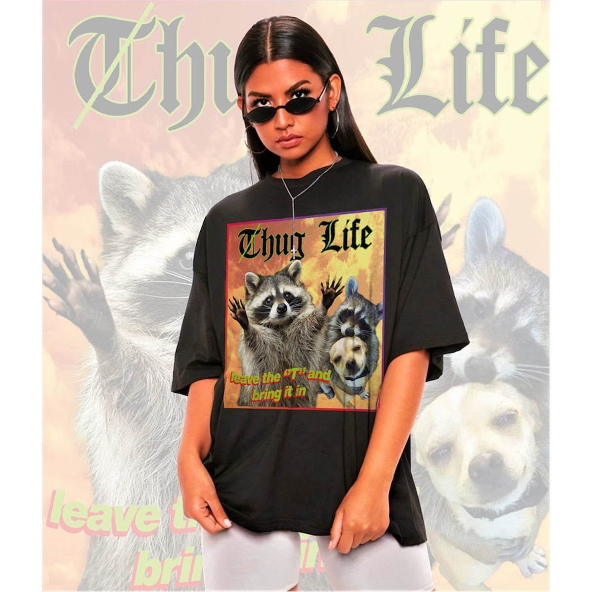 THUG LIFE Hug Life Meme Shirt -Raccoon Tanuki,Opossums Lover | Inspire ...