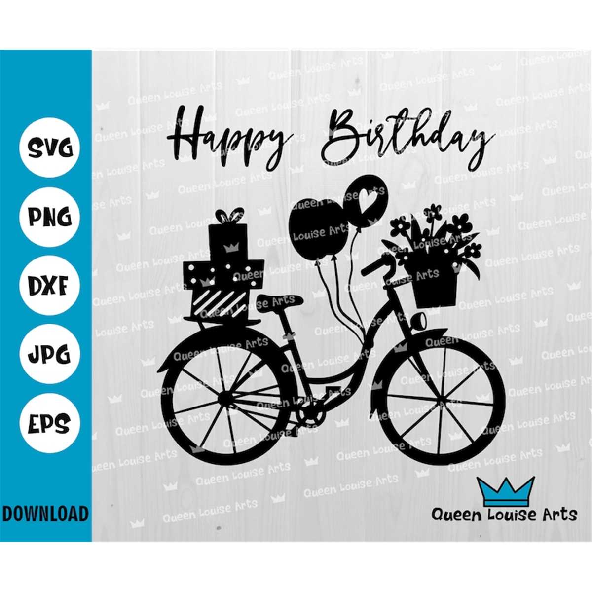 Birthday bike svg, bike with gifts flowers balloons Svg Png | Inspire ...