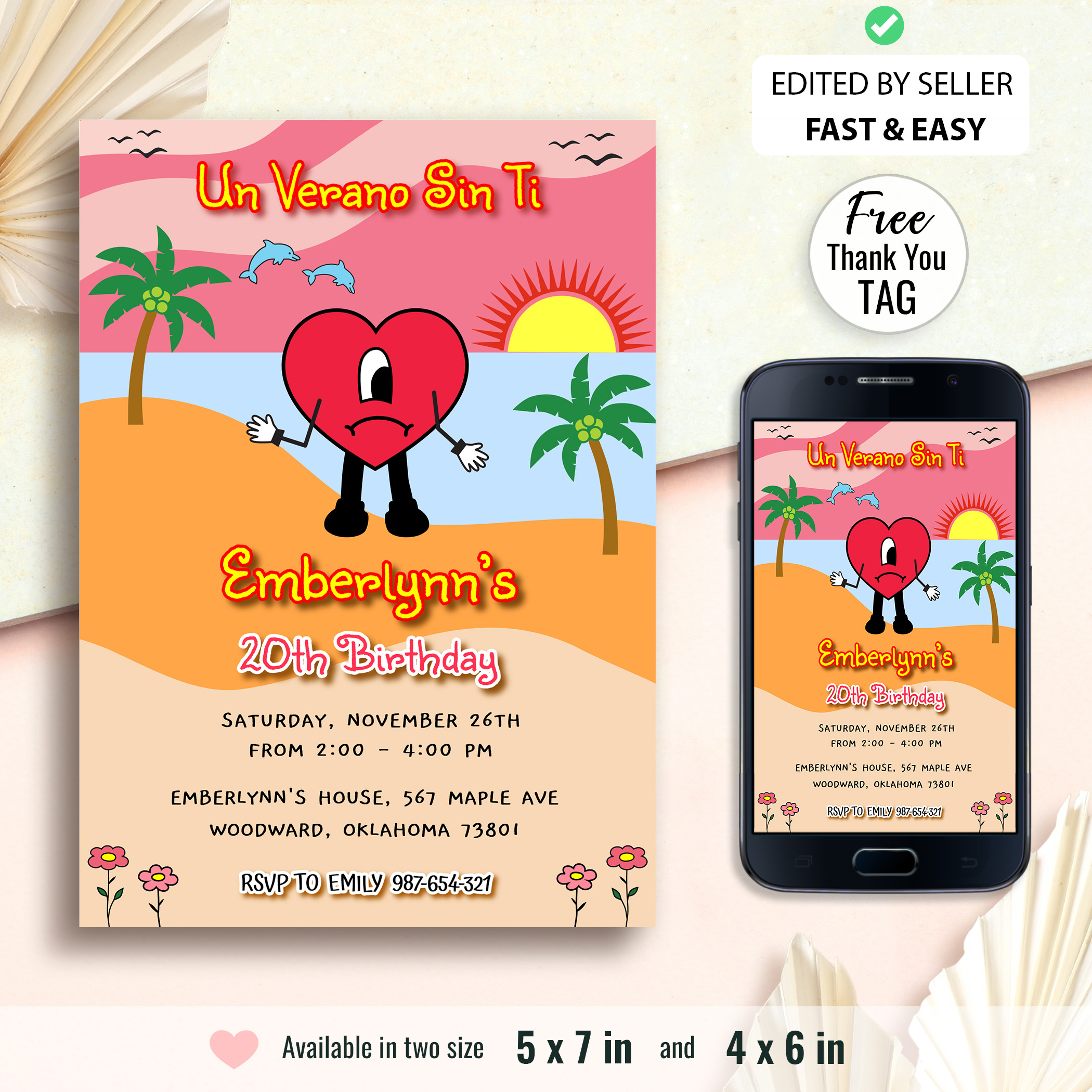 Printable Bad Bunny Birthday Invitation, Bad Bunny Party | Inspire Uplift