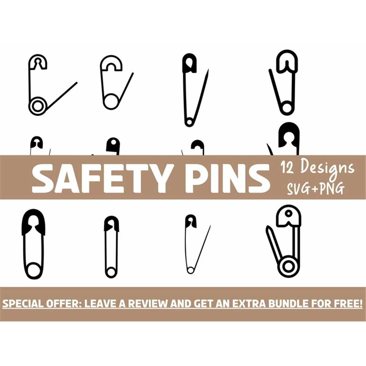 Safety Pin SVG Bundle, Commercial Use SVG, Safety Pins Svg, | Inspire ...